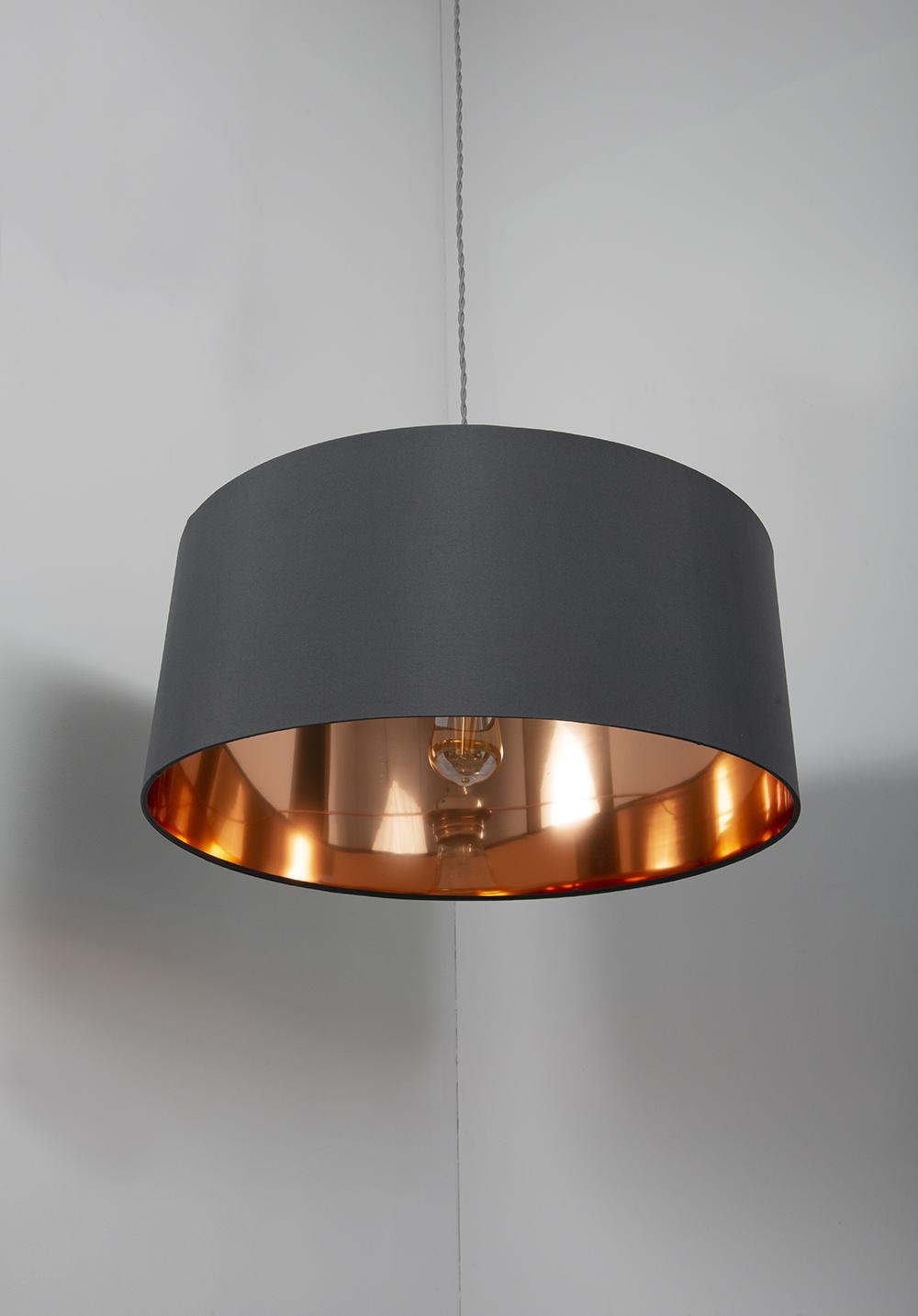 Decorative Lighting | Grey Lamp Shade with Copper Lining | ES Lighting
